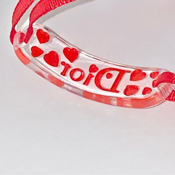 Dior | Jewelry | Auth Vtg Christian Dior Clear Lucite Red Heart Logo ...